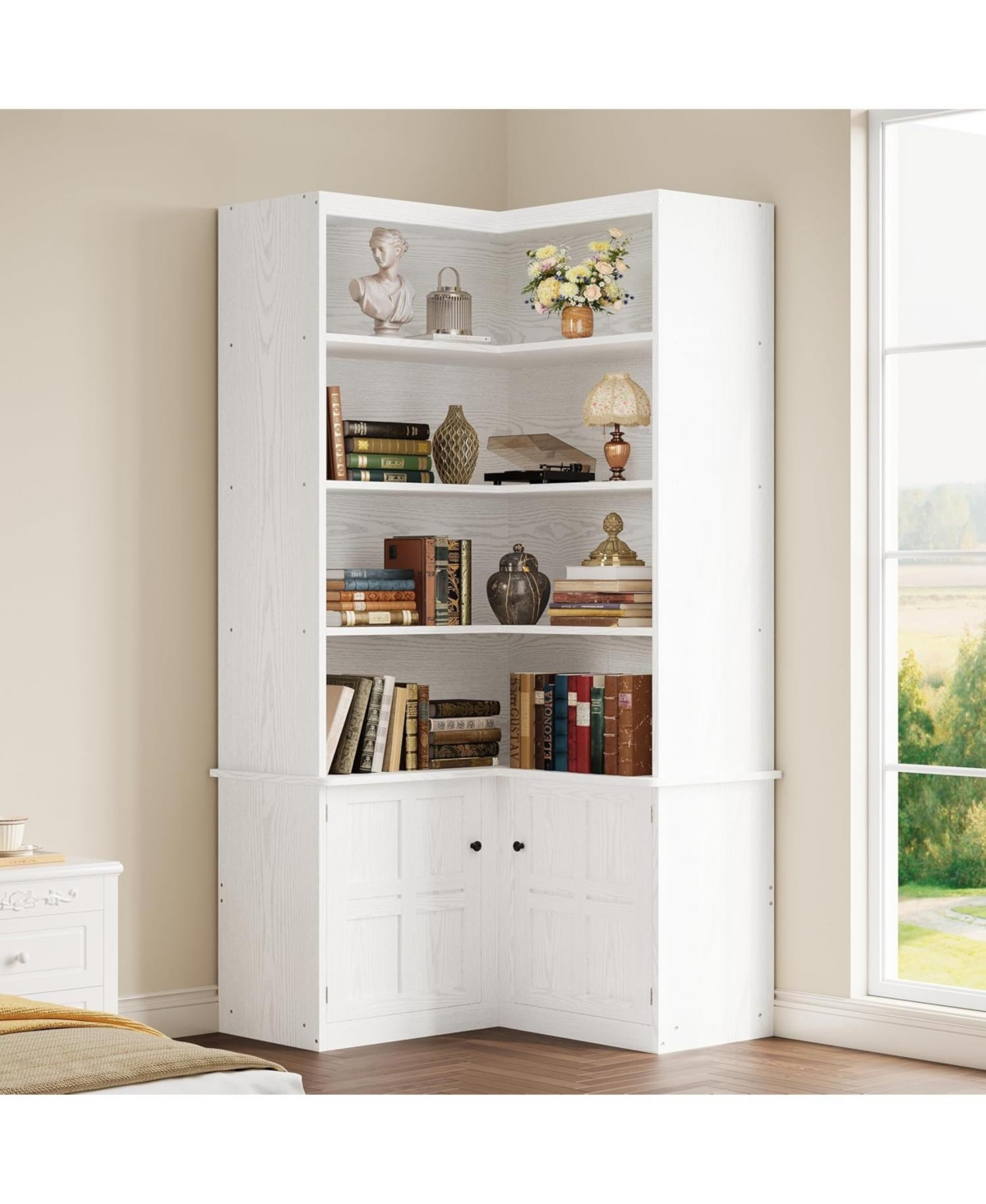 Click here for Corner Bookshelf with Doors  6 Tier Bookcase with... prices