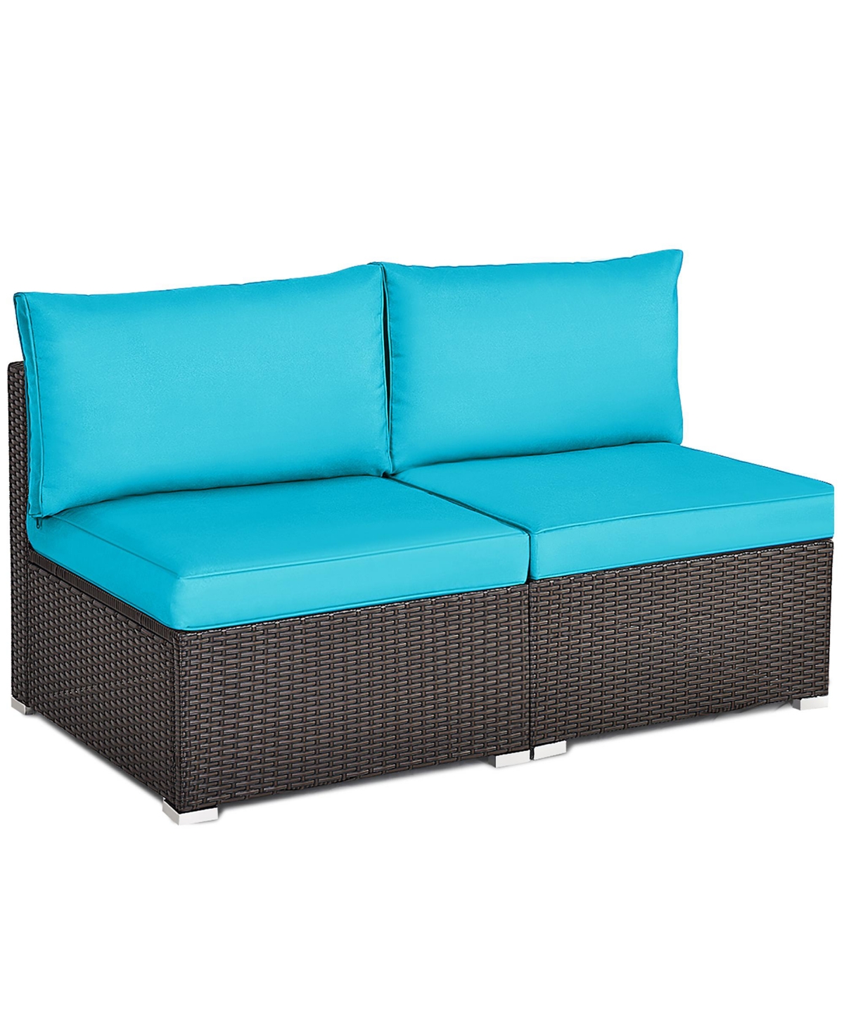 Click here for 2PCS Patio Rattan Armless Sofa Sectional Conversat... prices