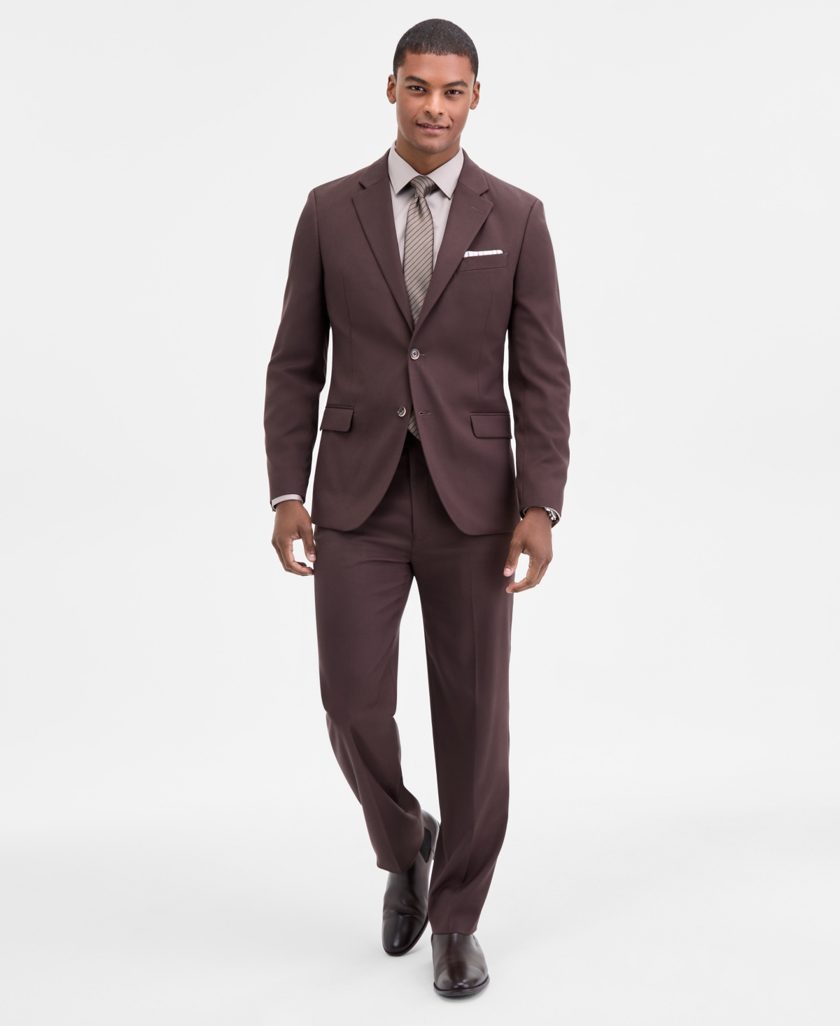 Click here for Nautica Mens Modern-Fit Stretch Suit - Brown prices