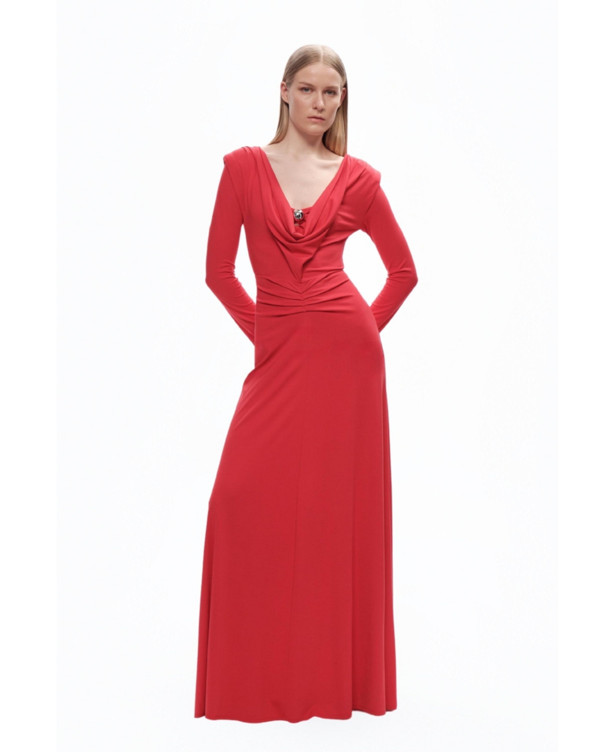 Click here for Nocturne Womens Draped Maxi Dress - Red prices