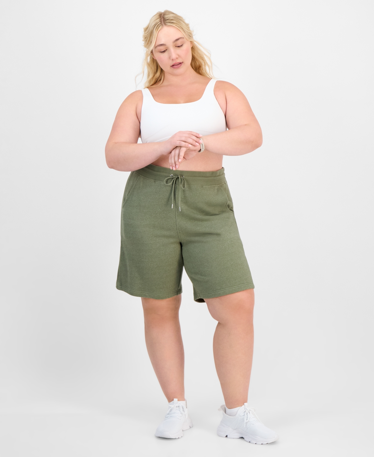 Click here for Id Ideology Plus Size Cotton-Blend Pull-On Bermuda... prices