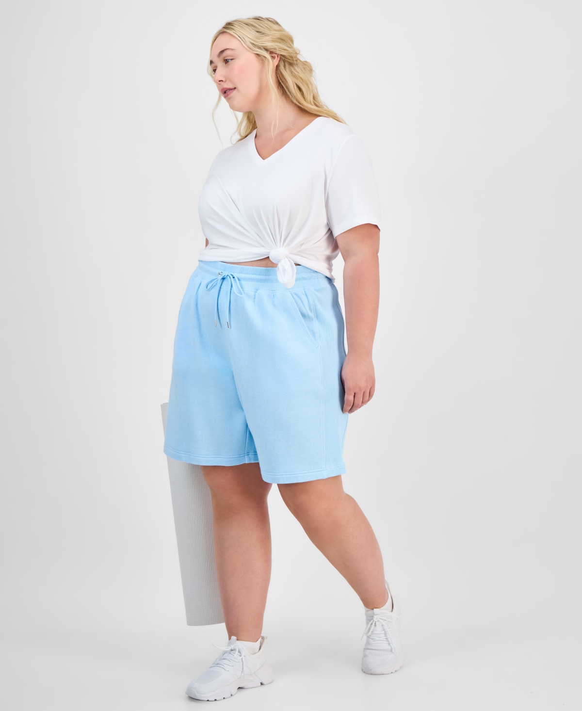 Click here for Id Ideology Plus Size Cotton-Blend Pull-On Bermuda... prices