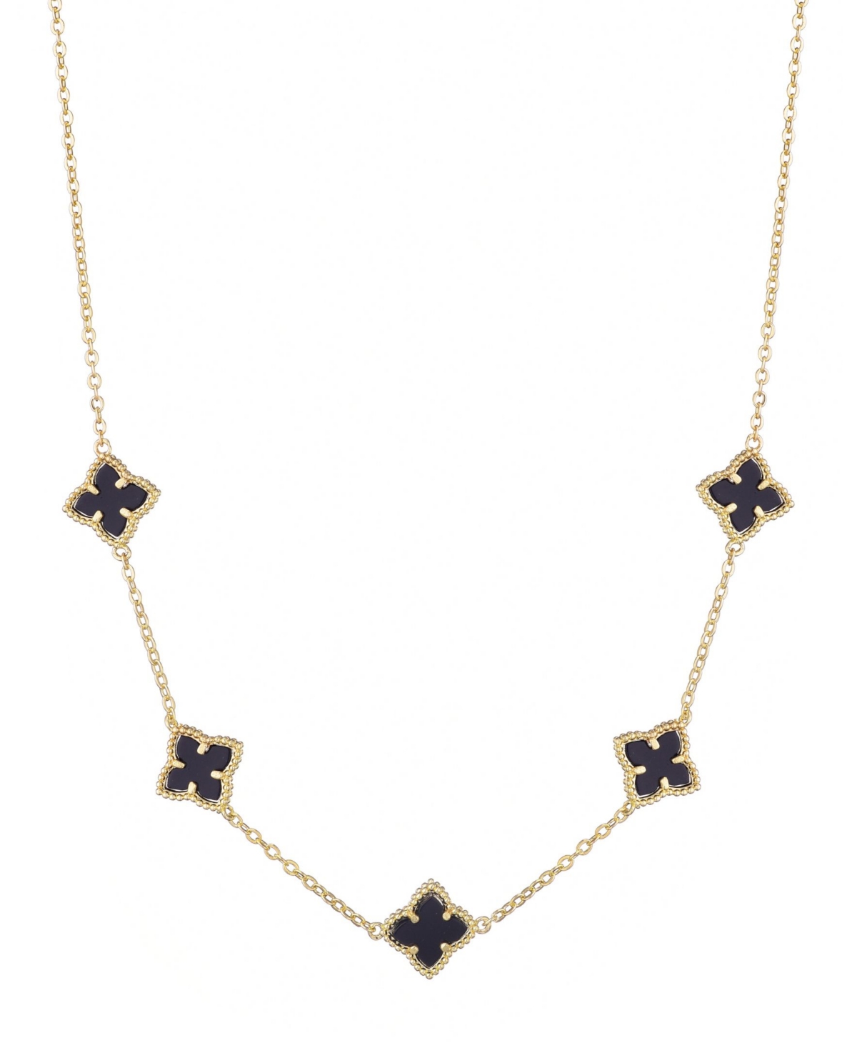 Click here for Adornia Gold Black Floral Station Necklace - Black prices