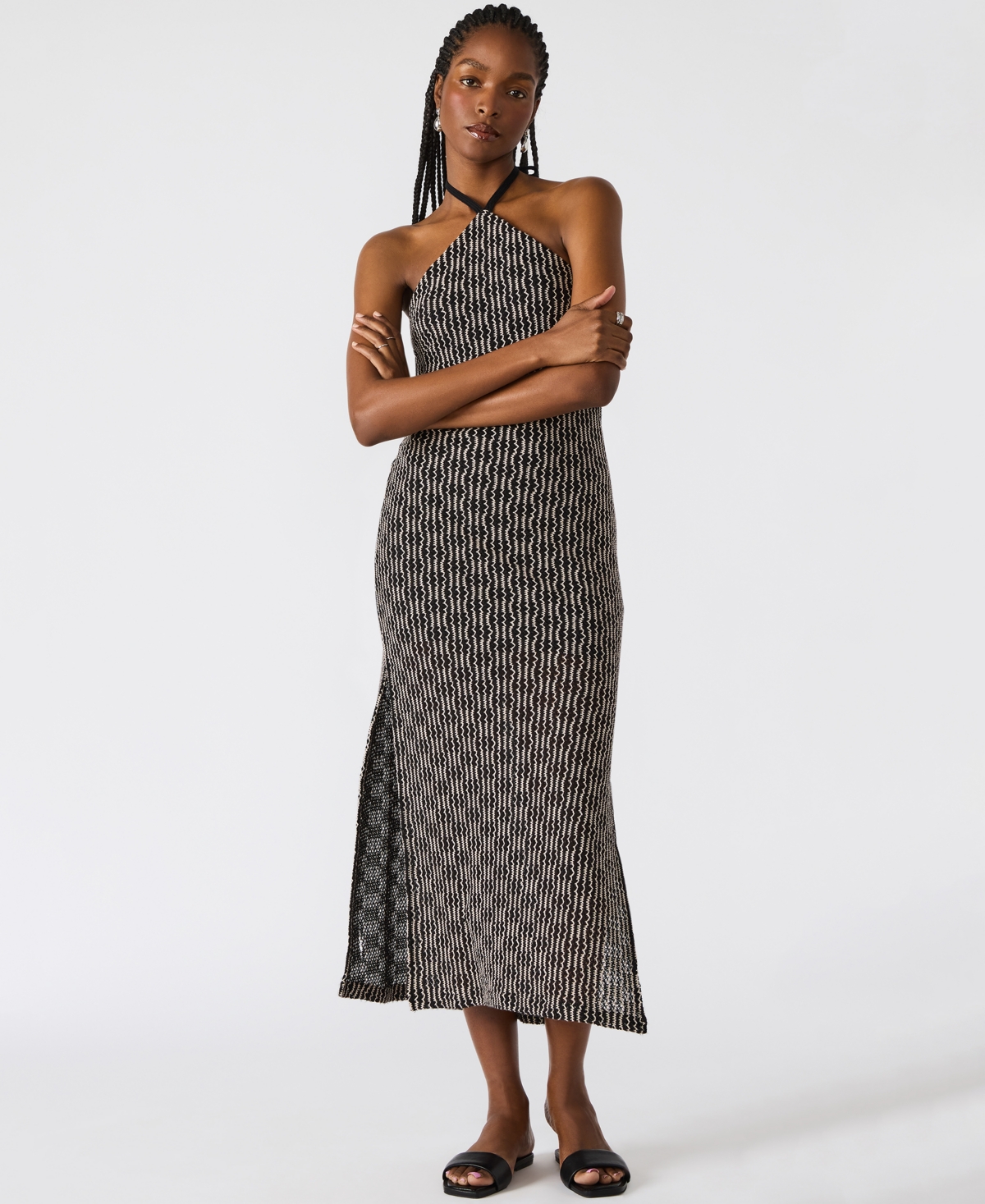 Click here for Steve Madden Womens Tatum Knit Halter Dress - Blac... prices