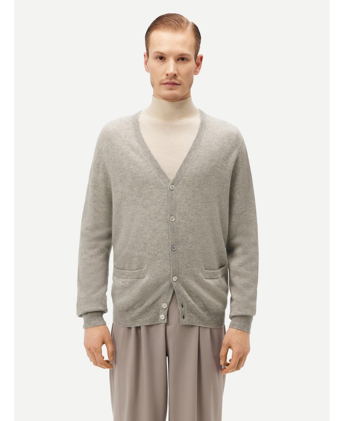 Click here for Gobi Cashmere Mens V Neck Button Cardigan - Gray-f... prices