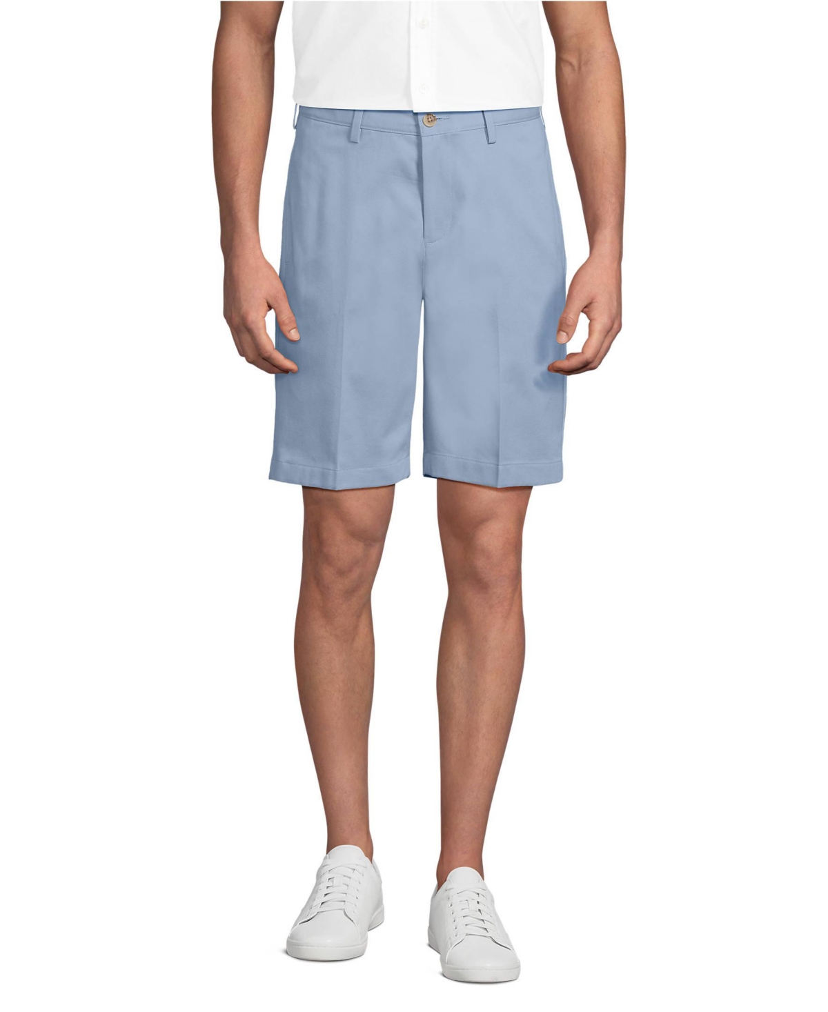 Click here for Lands End Mens No Iron 9" Plain Front Chino S... prices