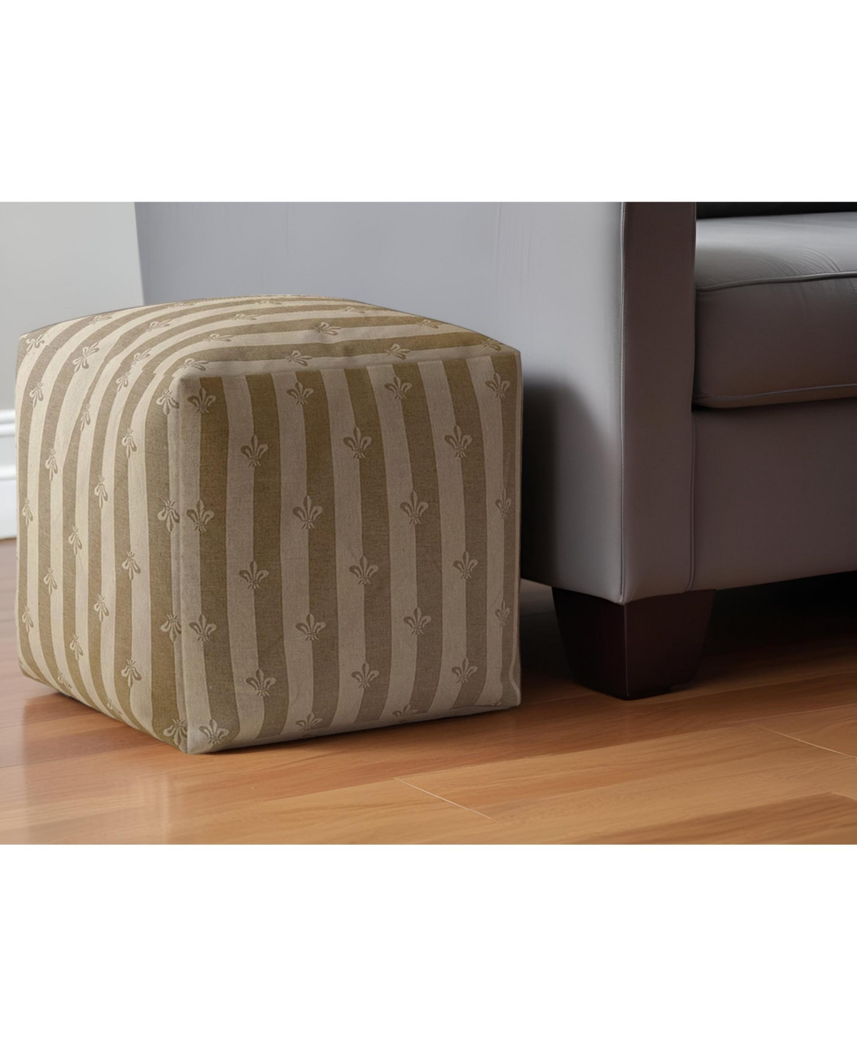 Click here for 17 Taupe Cotton Floral Pouf Ottoman - Multi prices