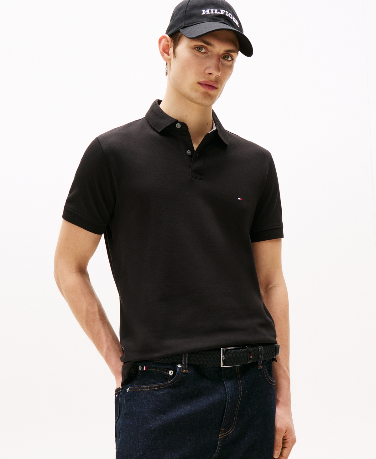 Tommy Hilfiger Mens Cotton Classic Fit 1985 Polo - Black