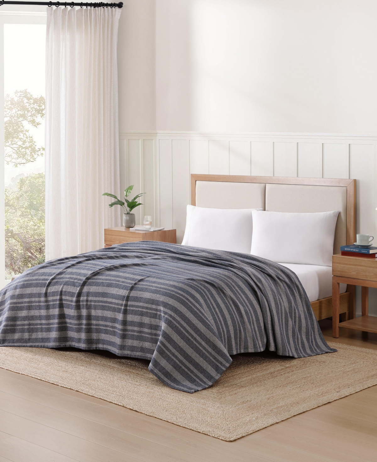 Click here for Tommy Hilfiger Harbor Stripe Cotton Yarn Dyed Blan... prices