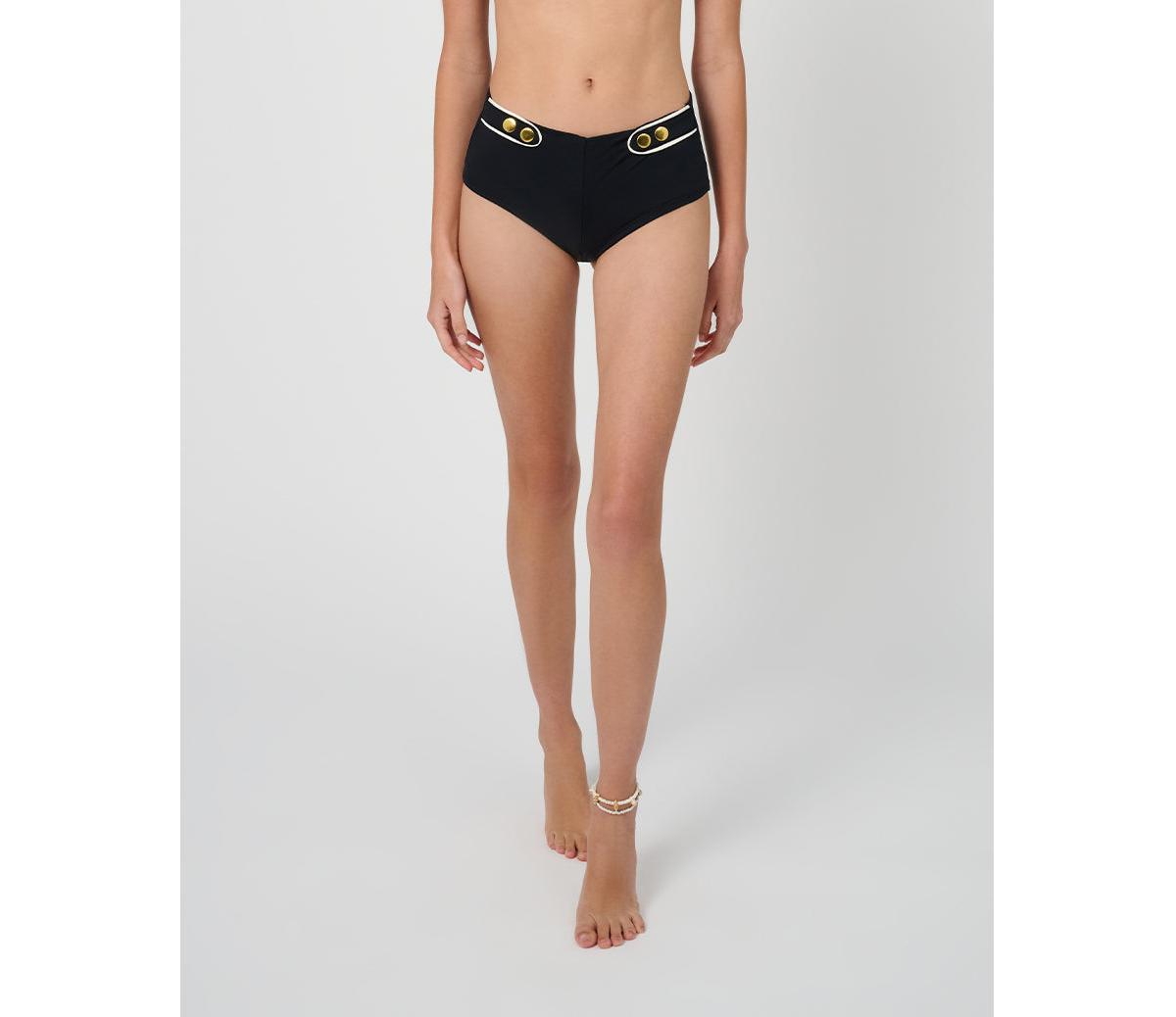 Click here for WeWoreWhat Womens Sailor Swim Short - Black/off-wh... prices
