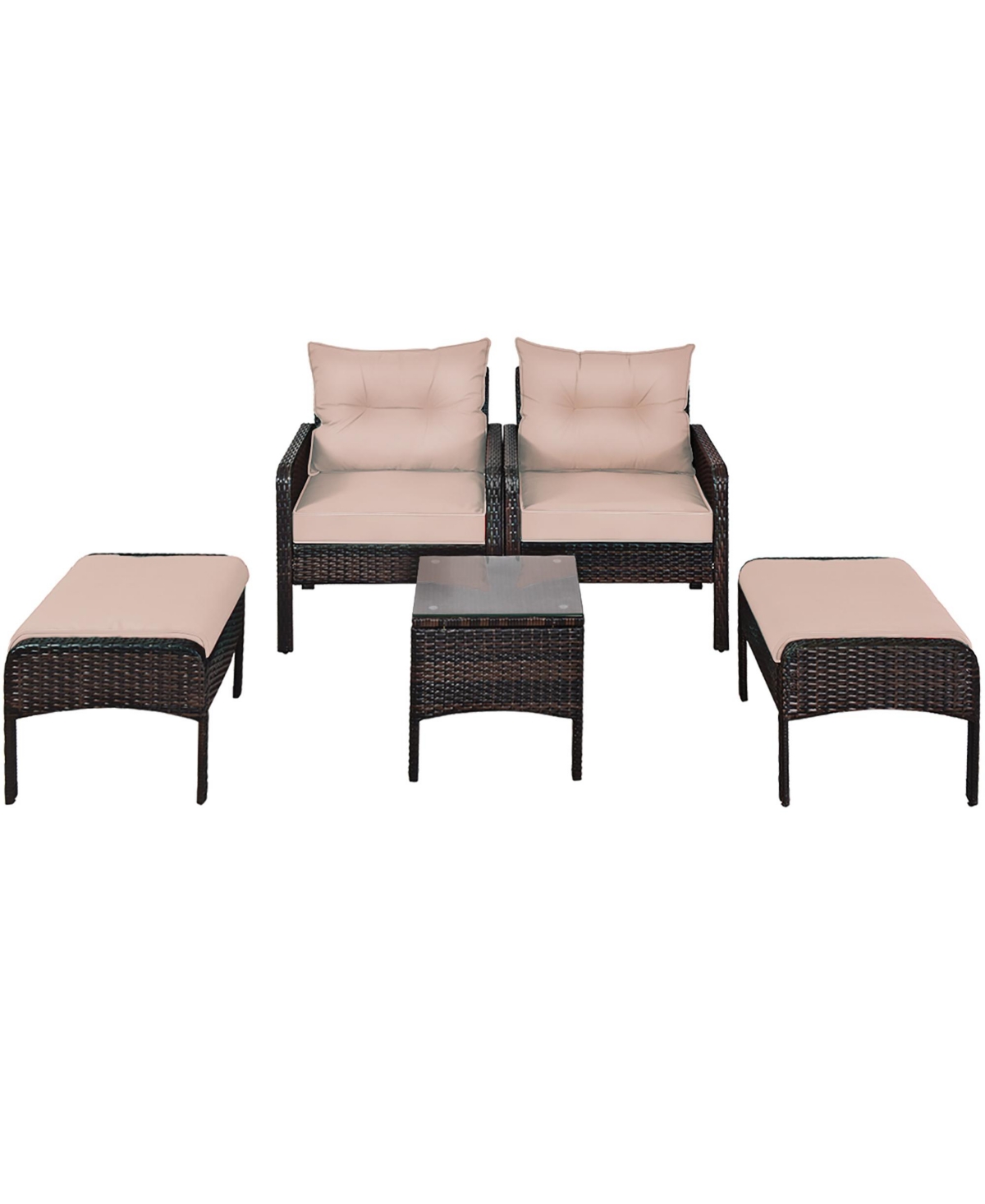 Click here for 5 Pcs Patio Rattan Wicker Furniture Set Sofa Ottom... prices