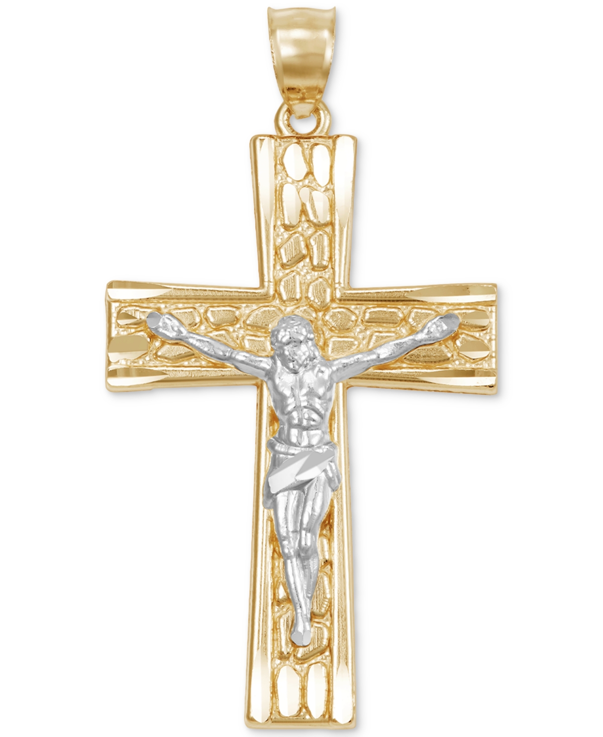 Click here for Mens Nugget Motif Christ Figure Crucifix Pendant i... prices