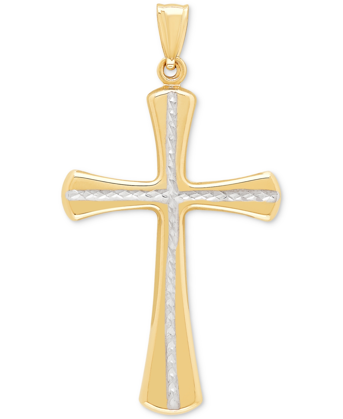 Click here for Textured Two-Tone Flared Cross Pendant in 14k Gold... prices