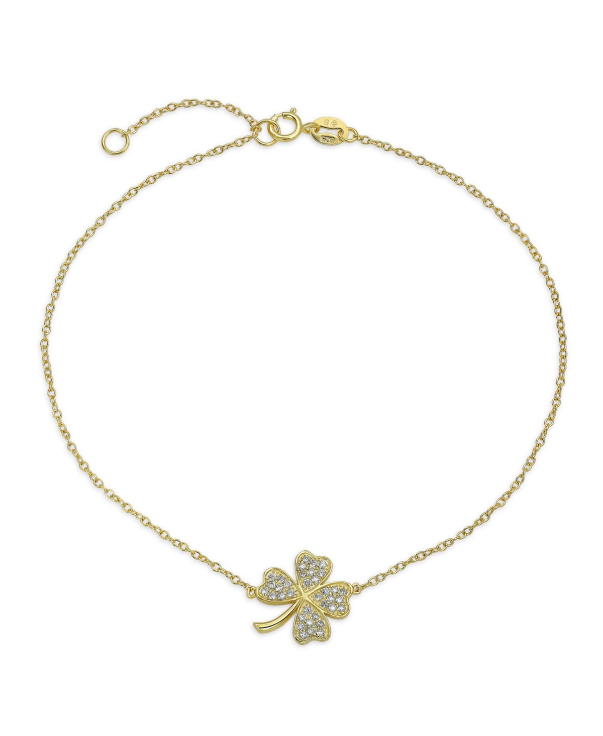 Click here for Bling Jewelry Four Leaf Clover Cz Charm Anklet - Y... prices