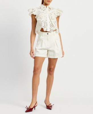 En Saison Women's Chloe Flutter-Sleeve Broderie Anglaise Top - Macy's