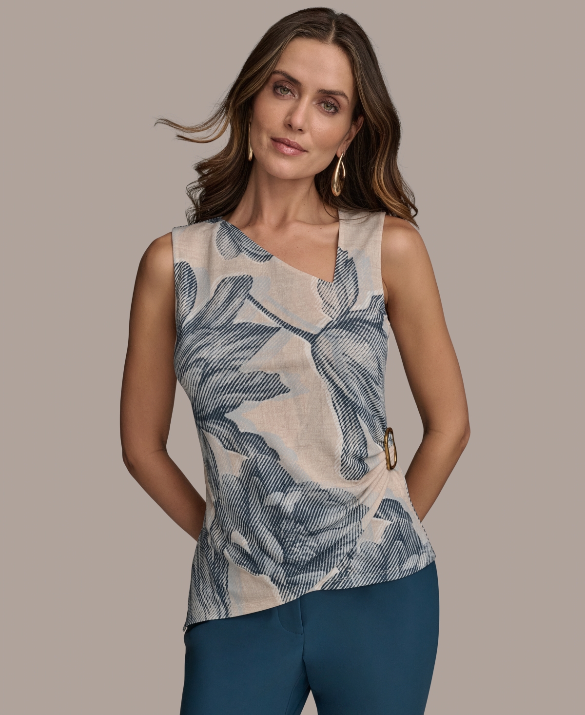 Click here for Donna Karan New York Womens Printed Asymmetric Sle... prices