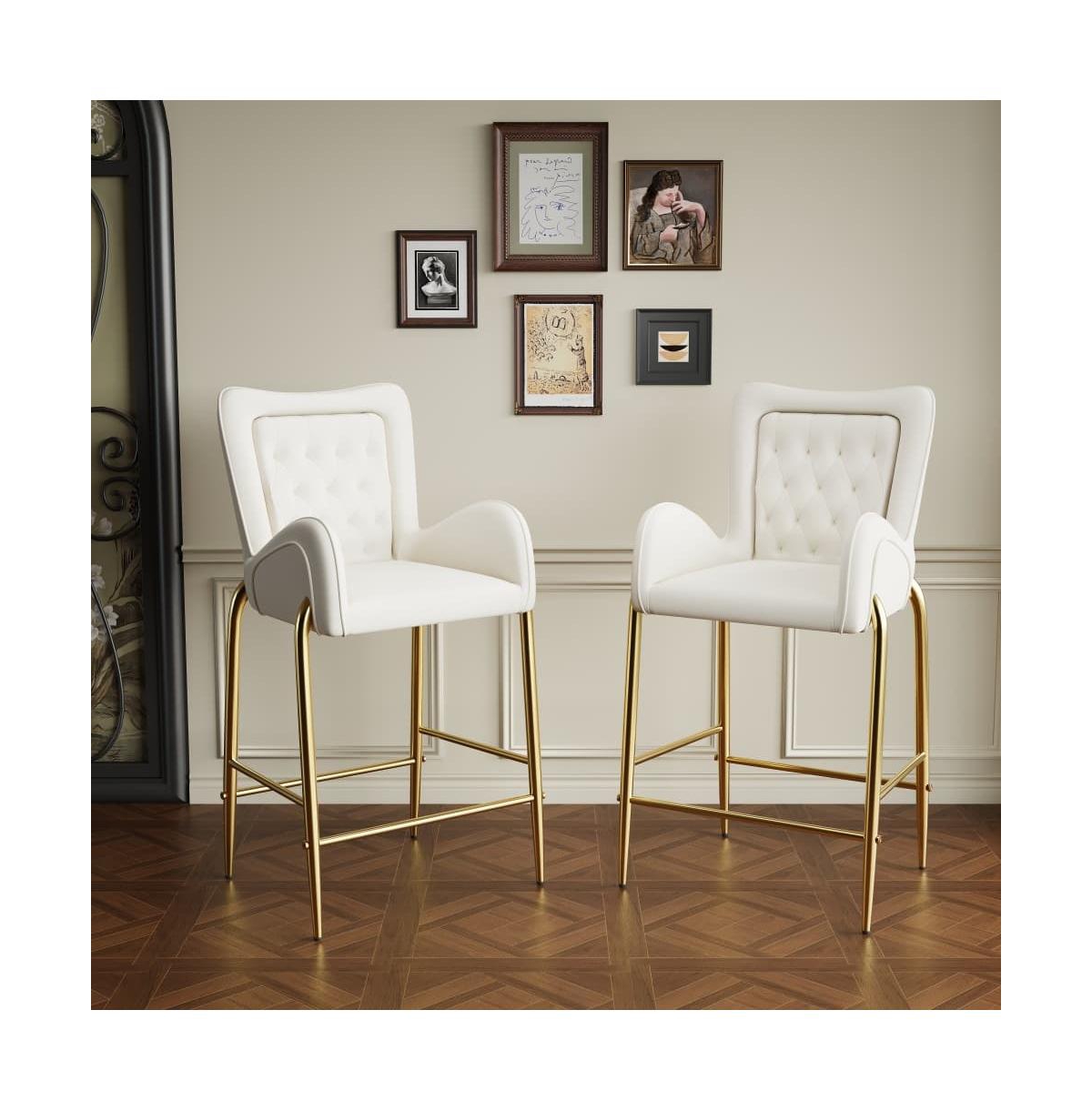 Click here for Set of 2 Velvet Bar Stools  Tufted Armchairs with... prices