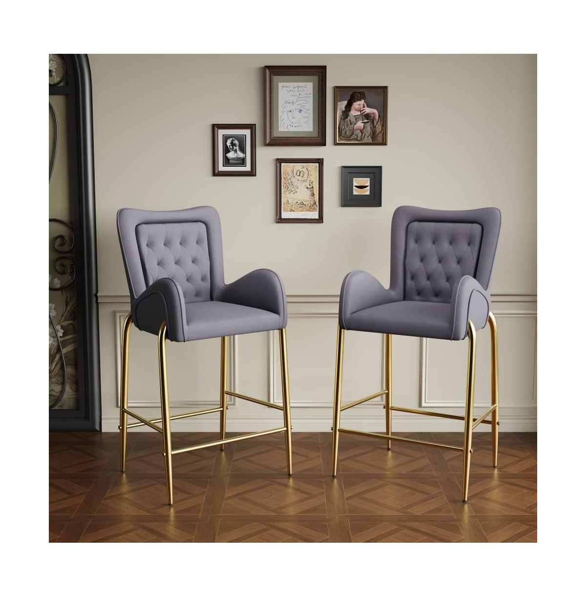 Click here for Set of 2 Velvet Bar Stools  Tufted Armchairs with... prices