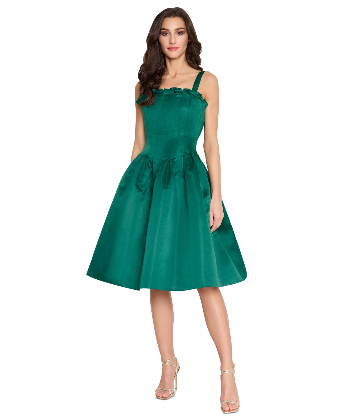 Click here for Tahari Asl Womens Ruffle Corset-Bodice Fit & Flare... prices