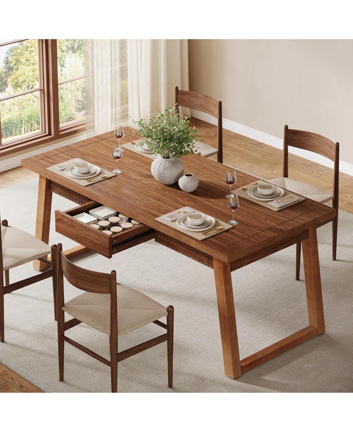 Click here for Tribesigns 55-Inch Dining Table with Storage Drawe... prices