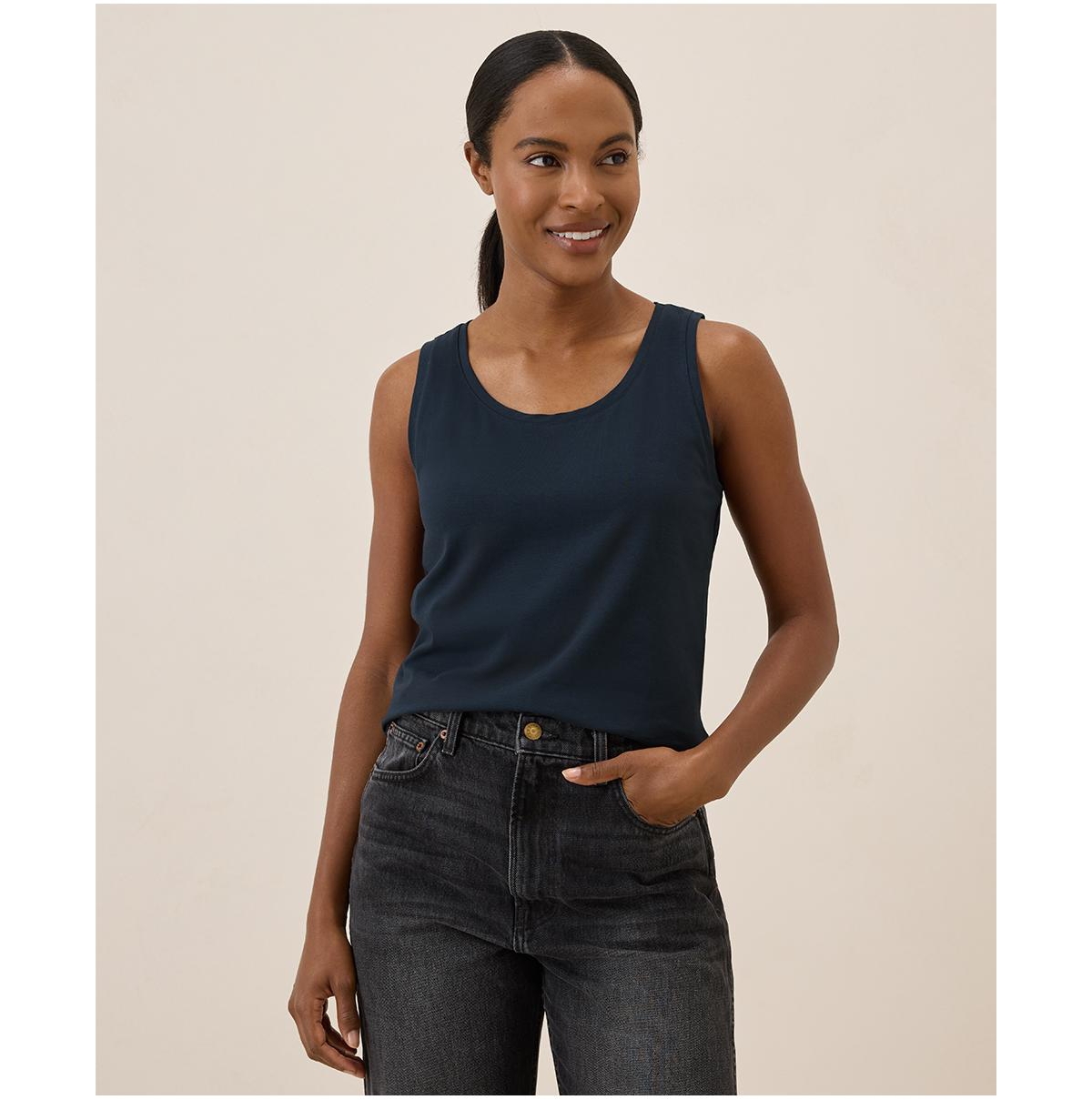 Click here for Pact Luxe Stretch Jersey Tank - Midnight blue prices