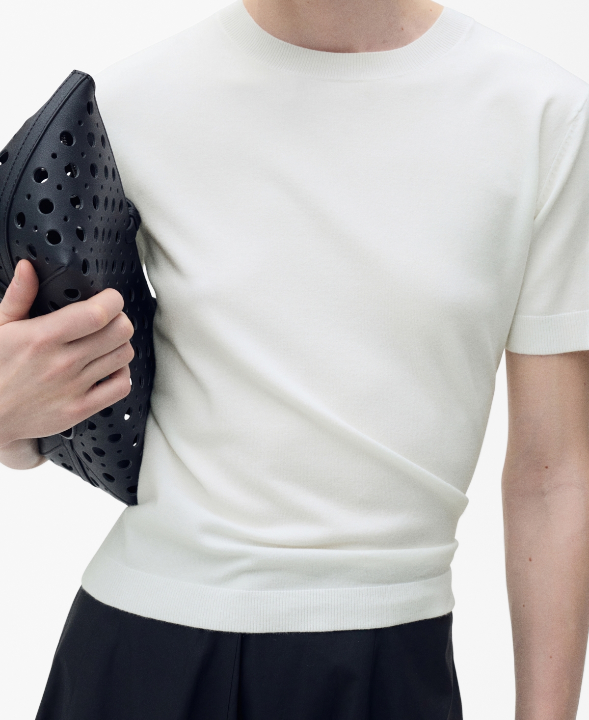 Click here for Mango Womens Short-Sleeved Fine-Knit Sweater - Whi... prices