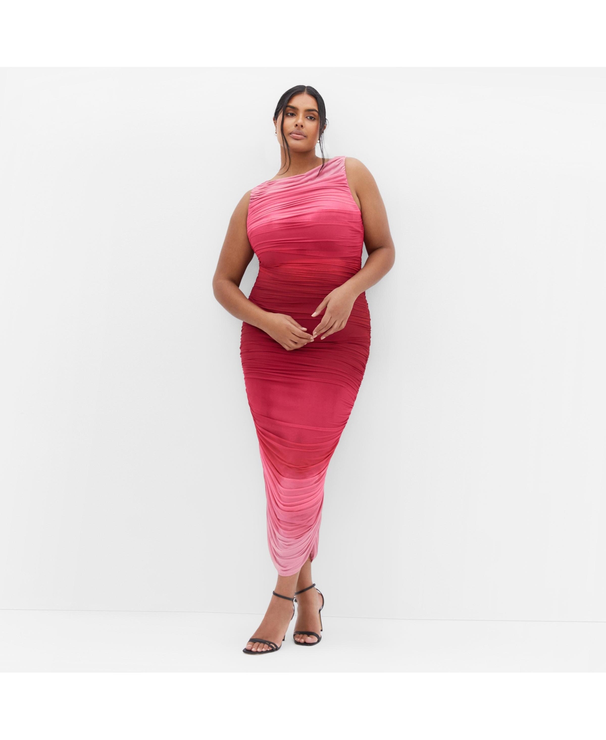Click here for City Chic Plus Size Halo Ombre Dress - Ruby ombre prices