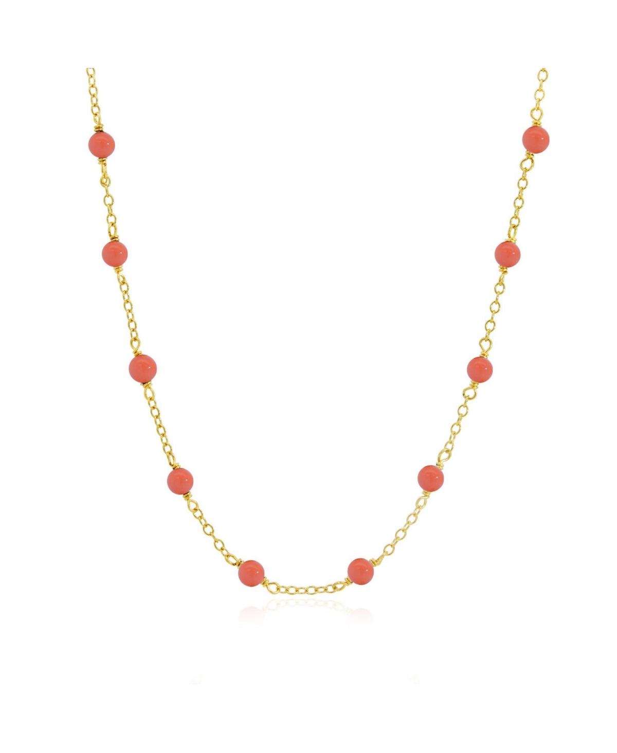 Click here for The Lovery Pink Coral Bead Chain Necklace 14K Gold... prices