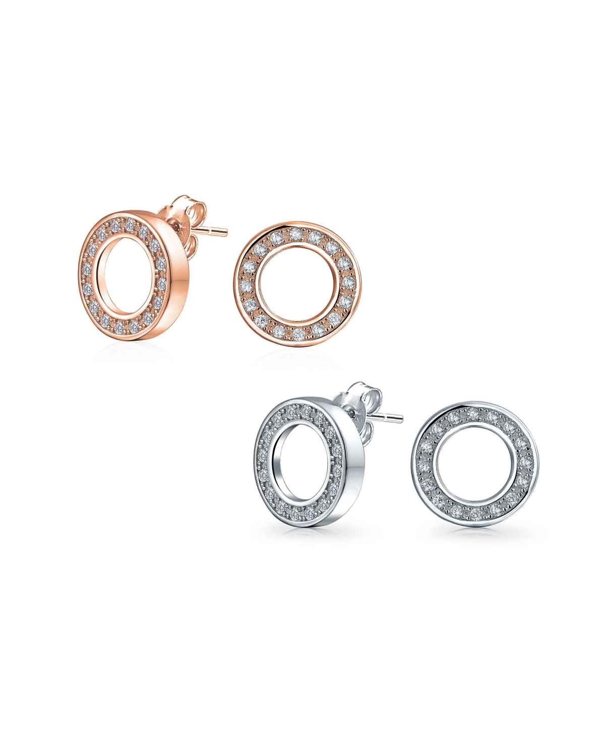 Click here for Bling Jewelry Set of 2 Open Circle Disc Pave Cz St... prices