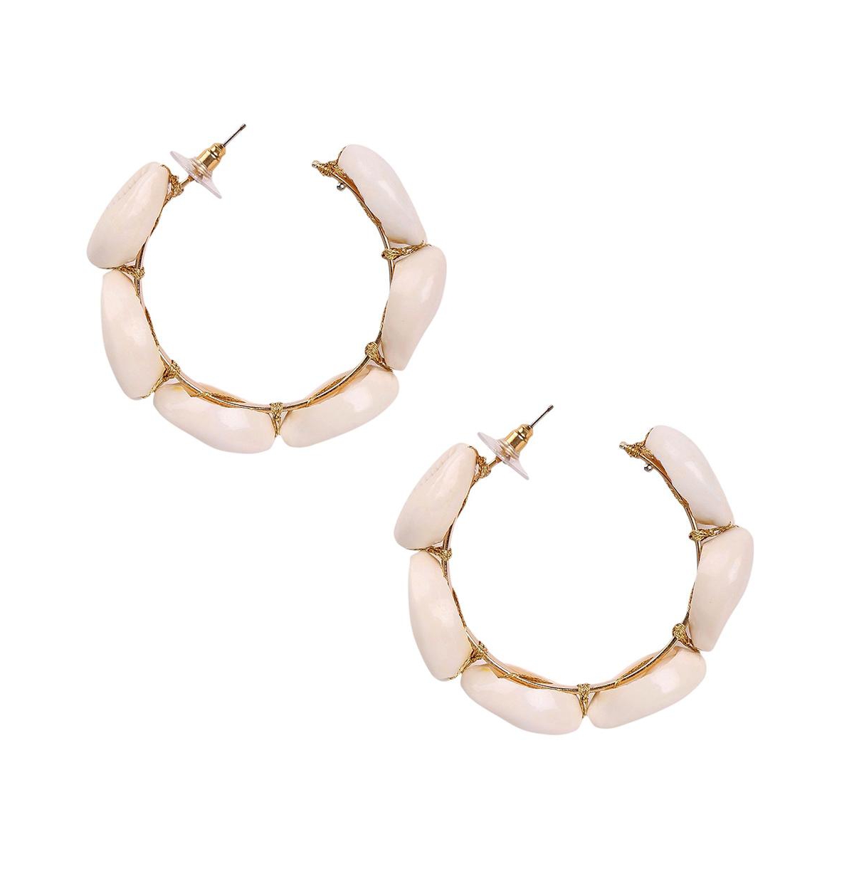 Click here for Sohi Womens Shell Hoop Earrings - White prices