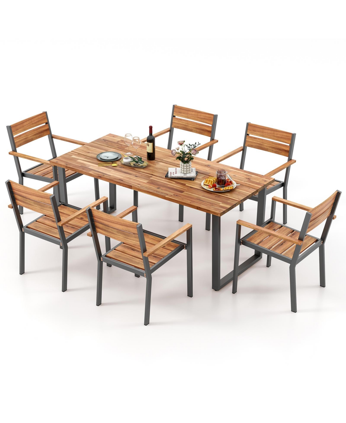 Click here for Gymax 7 Piece Patio Dining Set 69 Rectangle Table... prices
