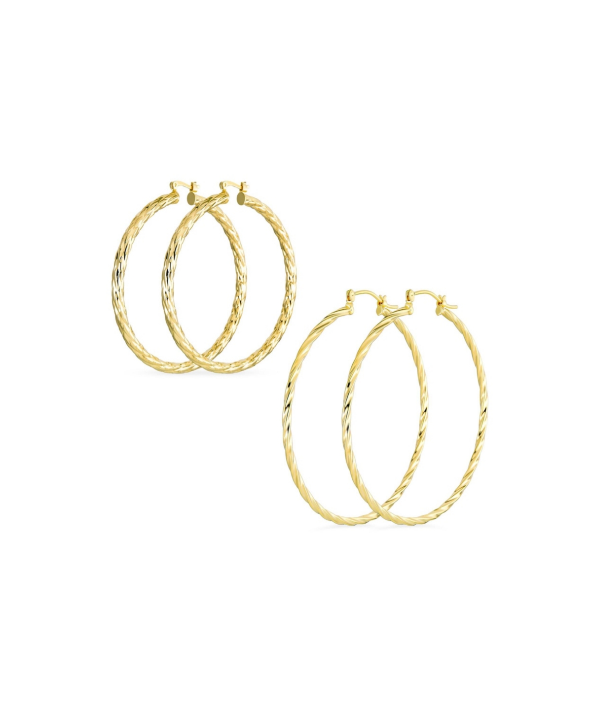 Click here for Bling Jewelry Set of 2 Rope Cable Hoop Earrings in... prices