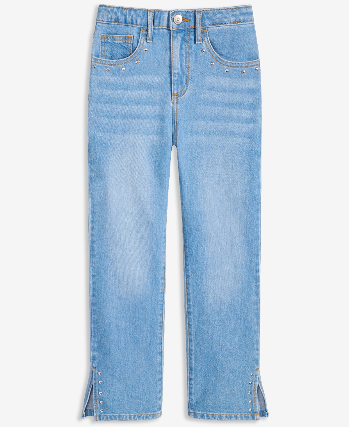 Click here for Little & Big Girls Light Wash Studded Bootcut Jean... prices