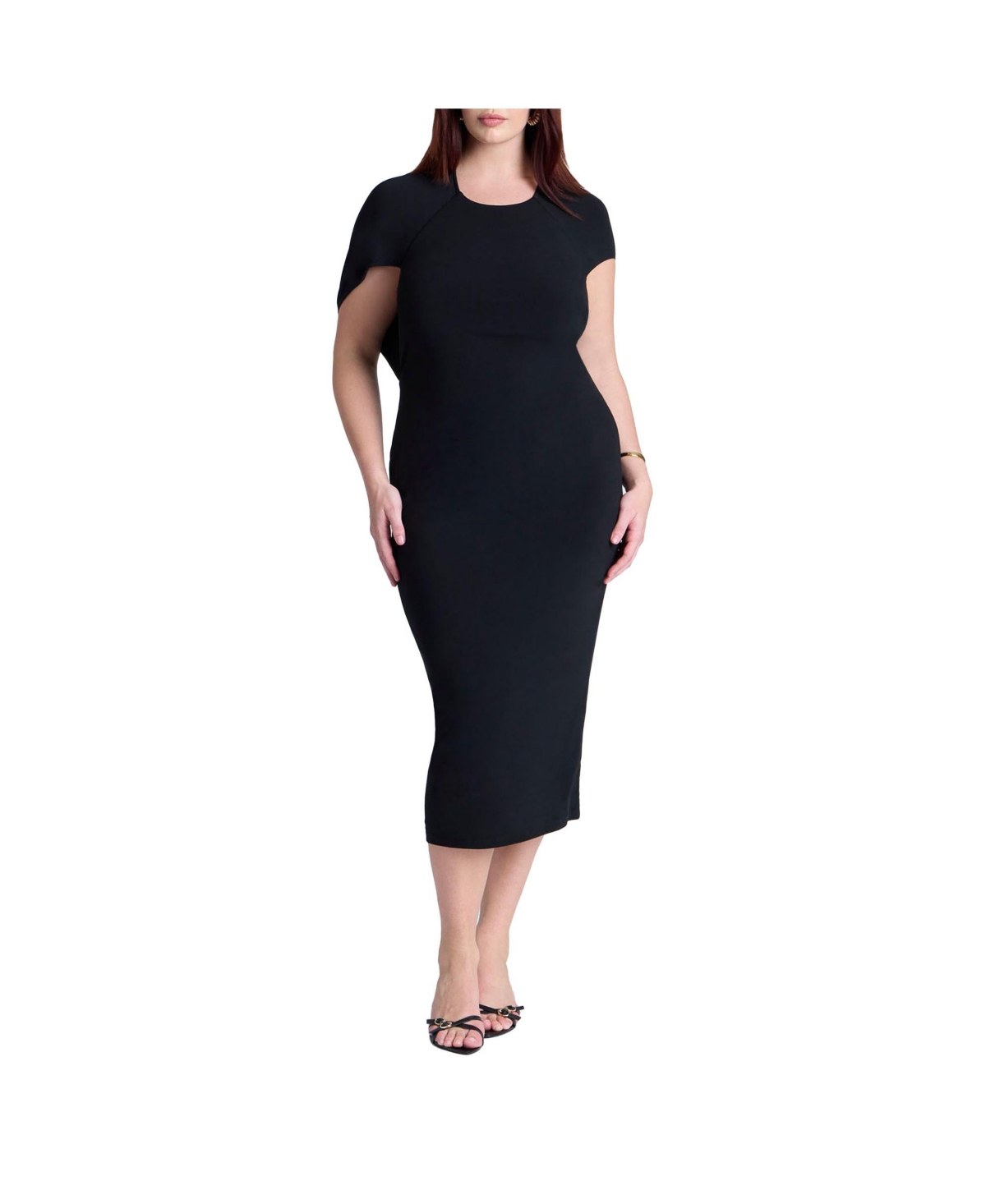 Click here for Eloquii Womens Cutout Back Midi Dress - Black onyx prices