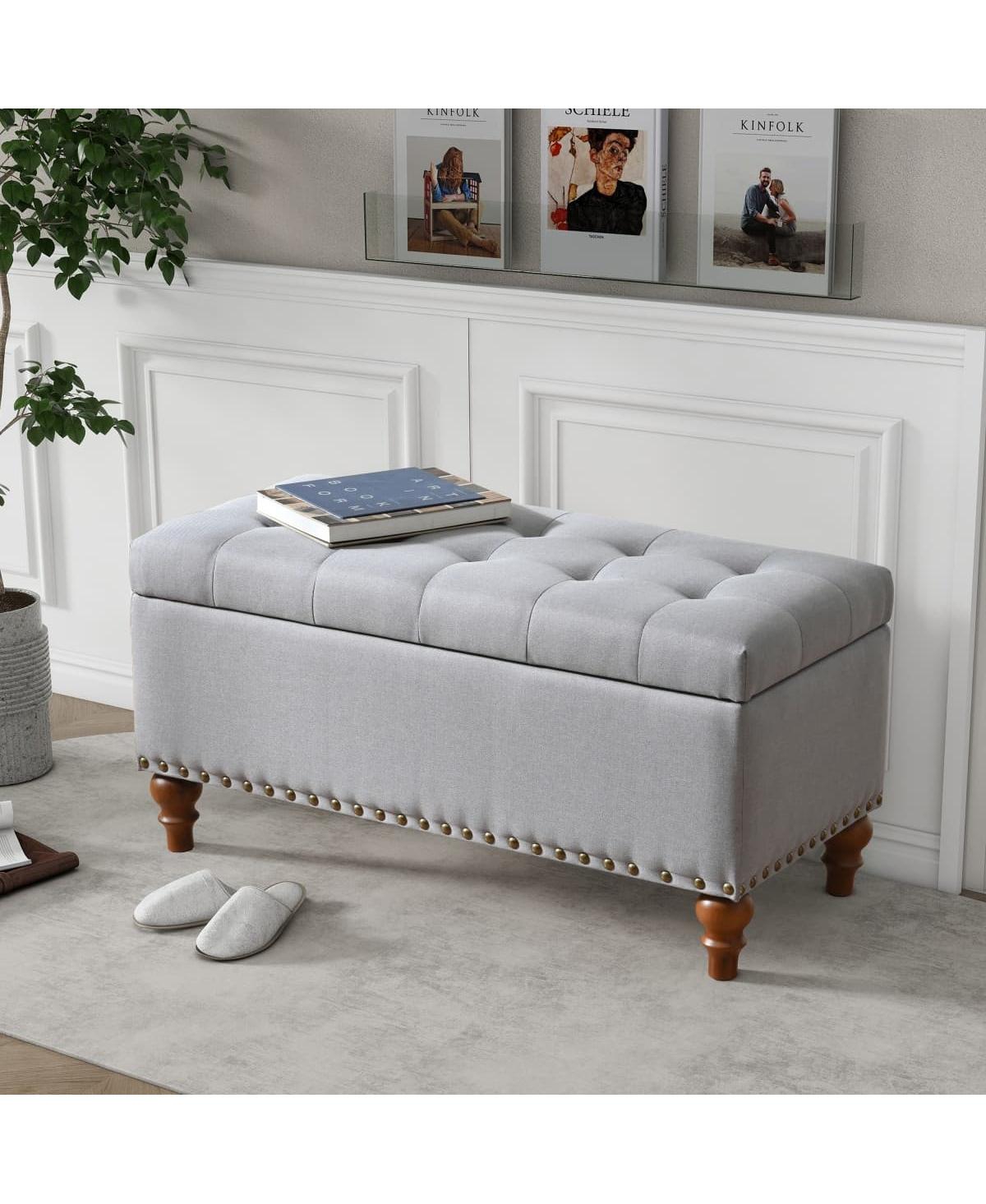 Click here for Tufted Upholstered Storage Ottoman Bench with Nail... prices