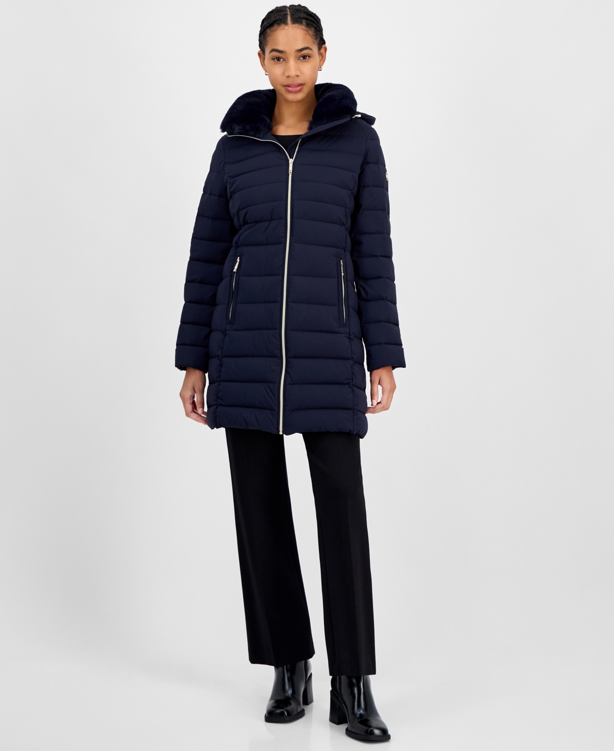 Click here for Michael Michael Kors Petite Faux-Fur-Collar Hooded... prices