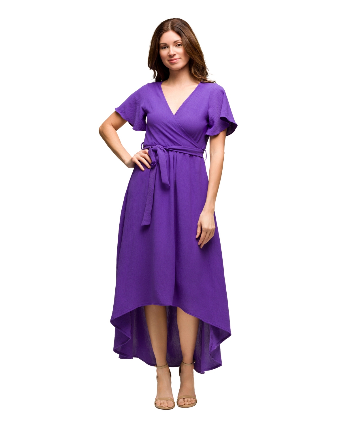 Click here for 24seven Comfort Apparel Womens V Neck Belted Faux... prices