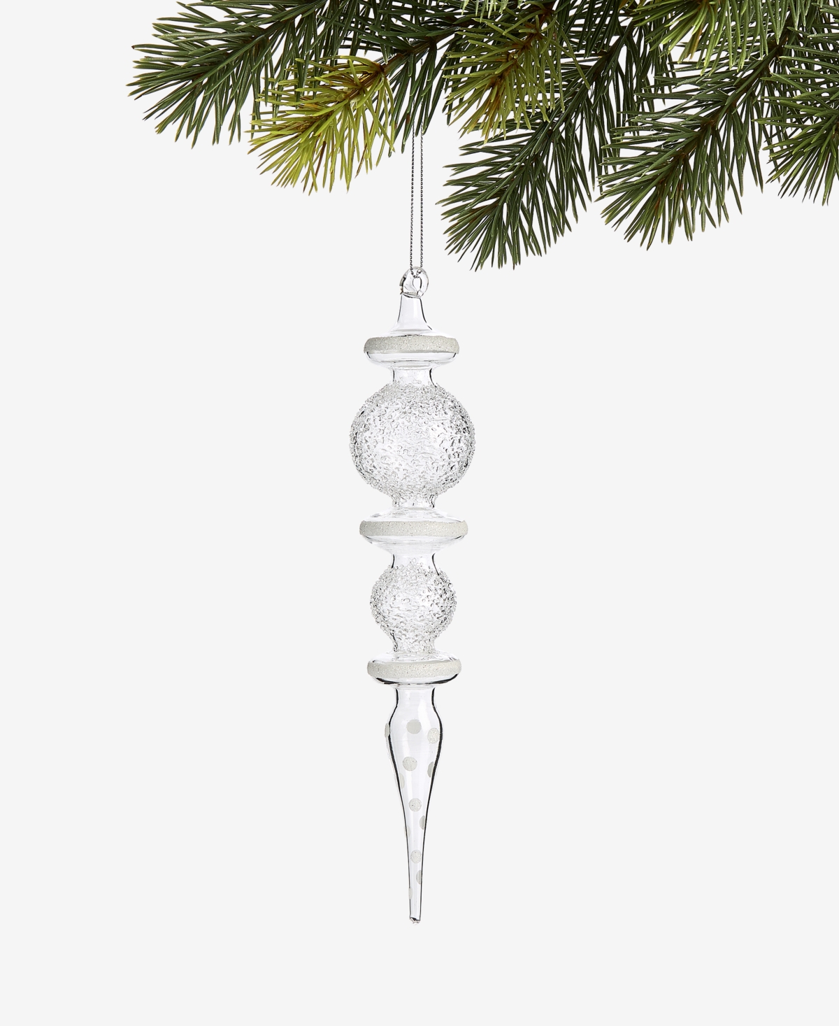 Click here for Holiday Lane Iced Delight Glass Bubble Finial Orna... prices