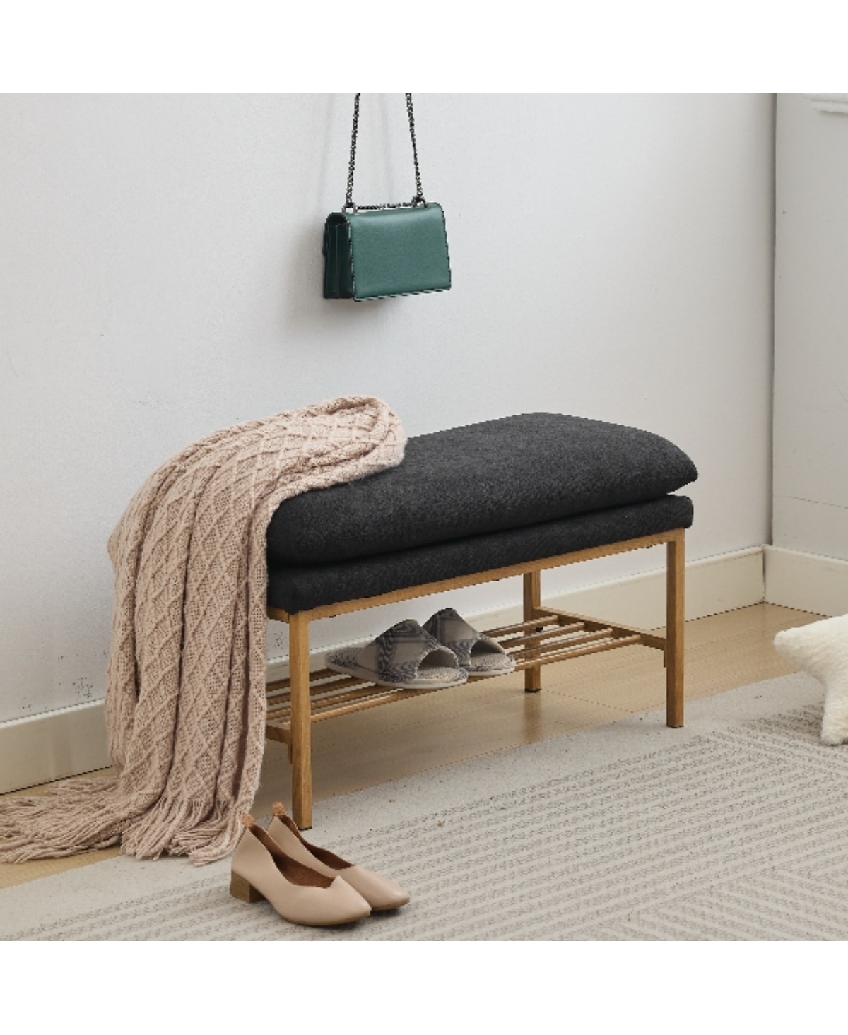 Click here for Modern Upholstered End of Bed Bench with Metal Leg... prices
