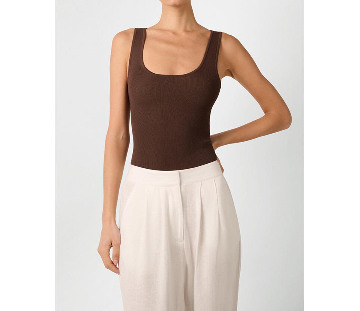 Click here for WeWoreWhat Womens Scoop Top - Chestnut prices