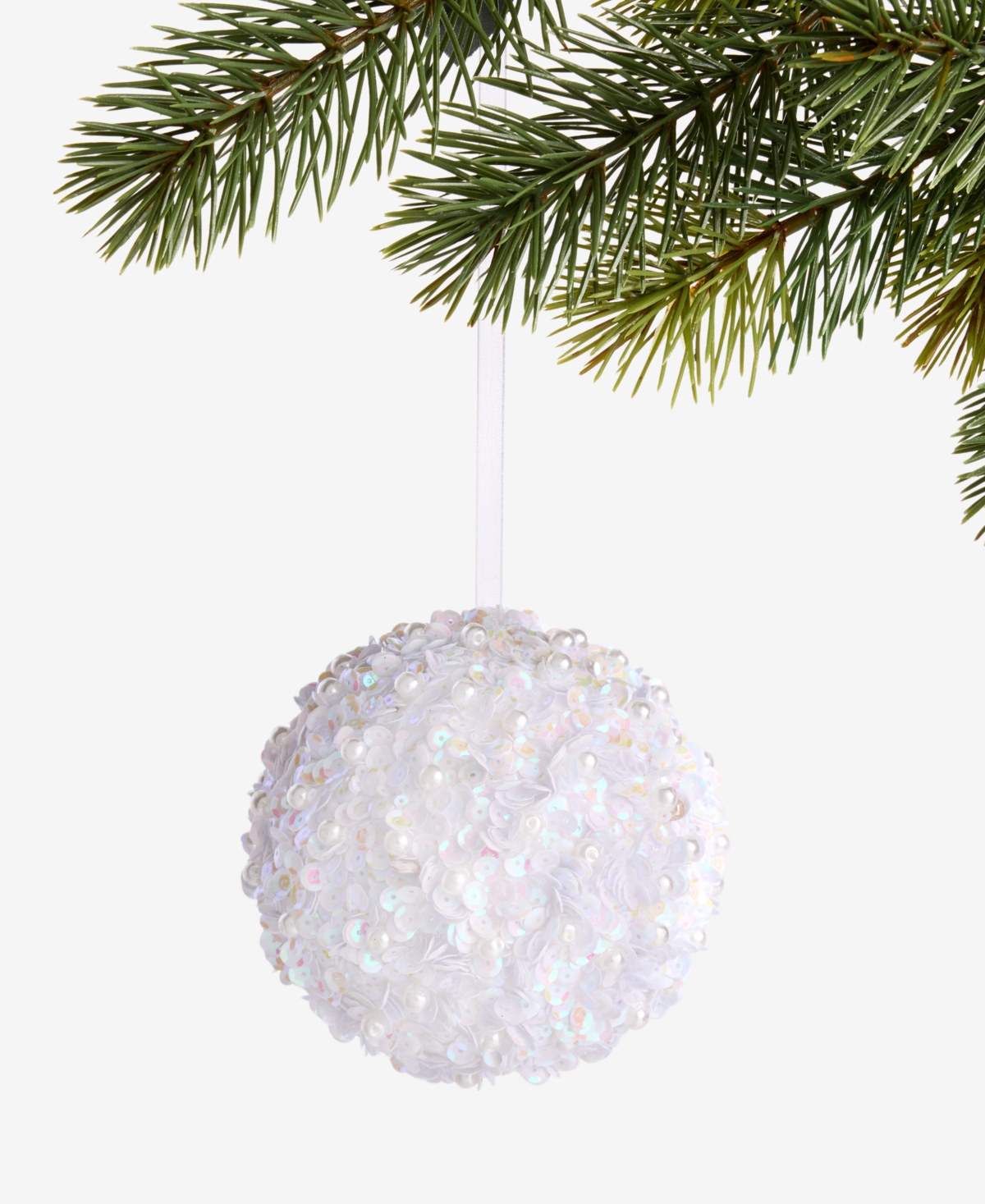 Click here for Holiday Lane Pastel Shine White Ball Ornament  Mac... prices