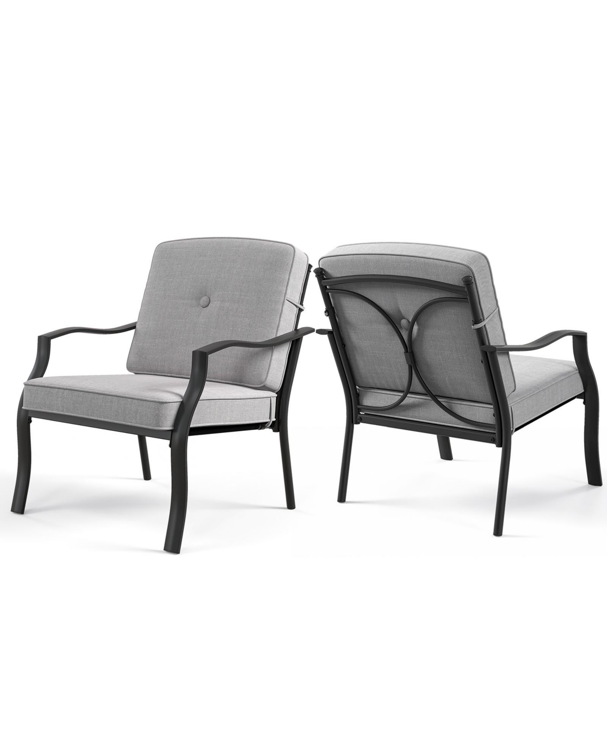 Click here for 2 Pieces Patio Metal Chairs with Seat and Back Cus... prices