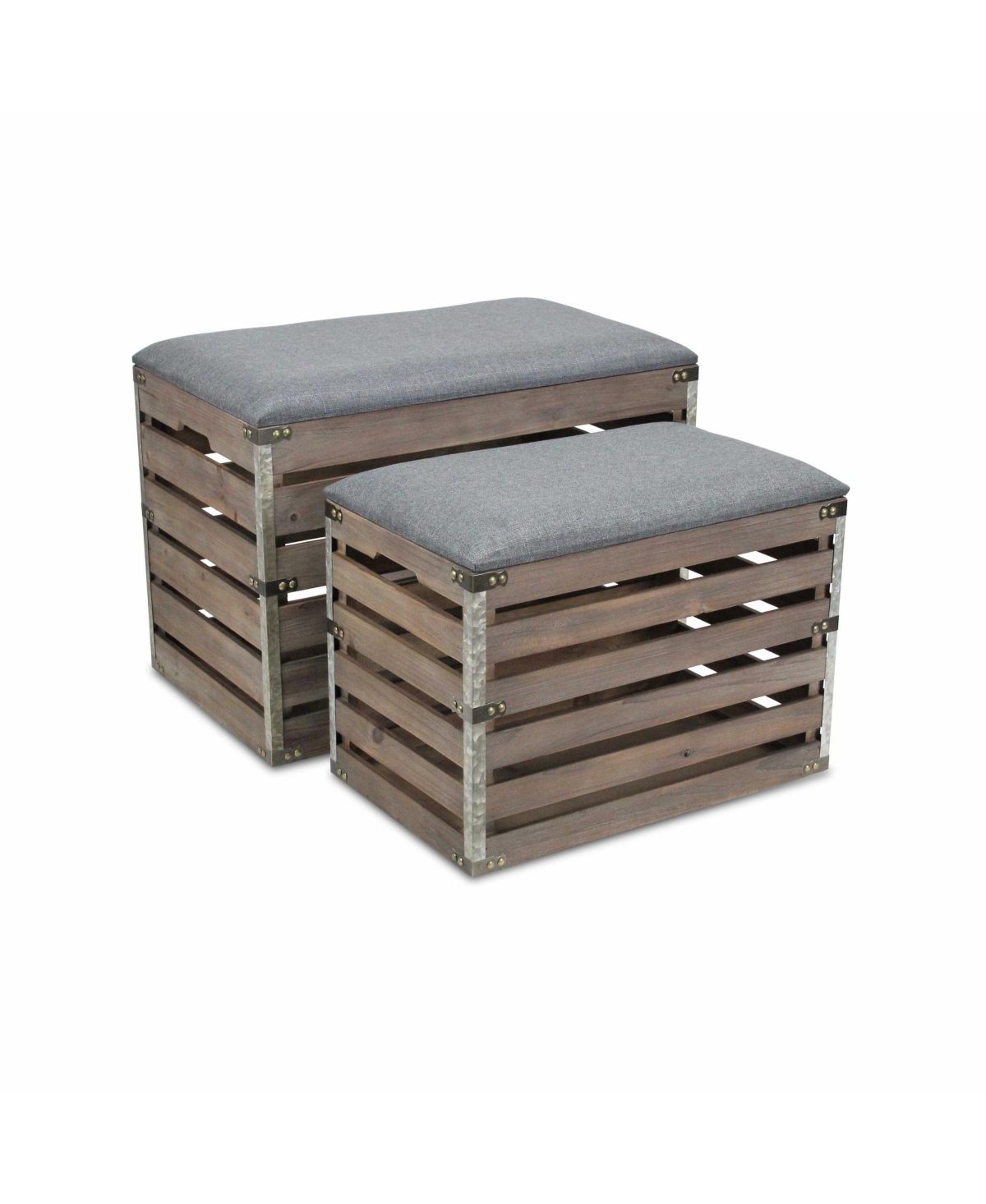 Click here for Set Of 2 Rectangular Linen Fabric And Wood Slats S... prices