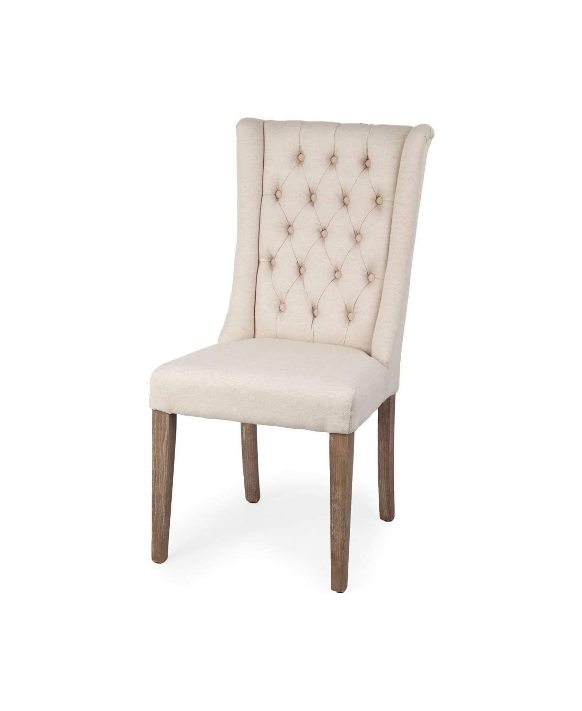 Click here for Tufted Cream And Brown Upholstered Linen Wing Back... prices
