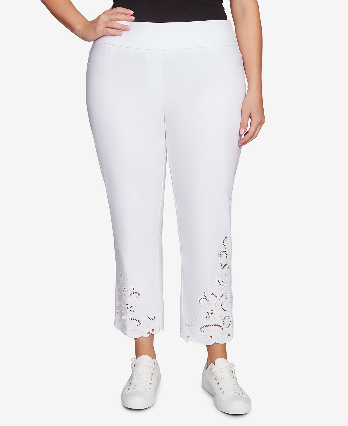 Click here for Ruby Rd. Plus Size Embroidered Ankle Pant - White prices