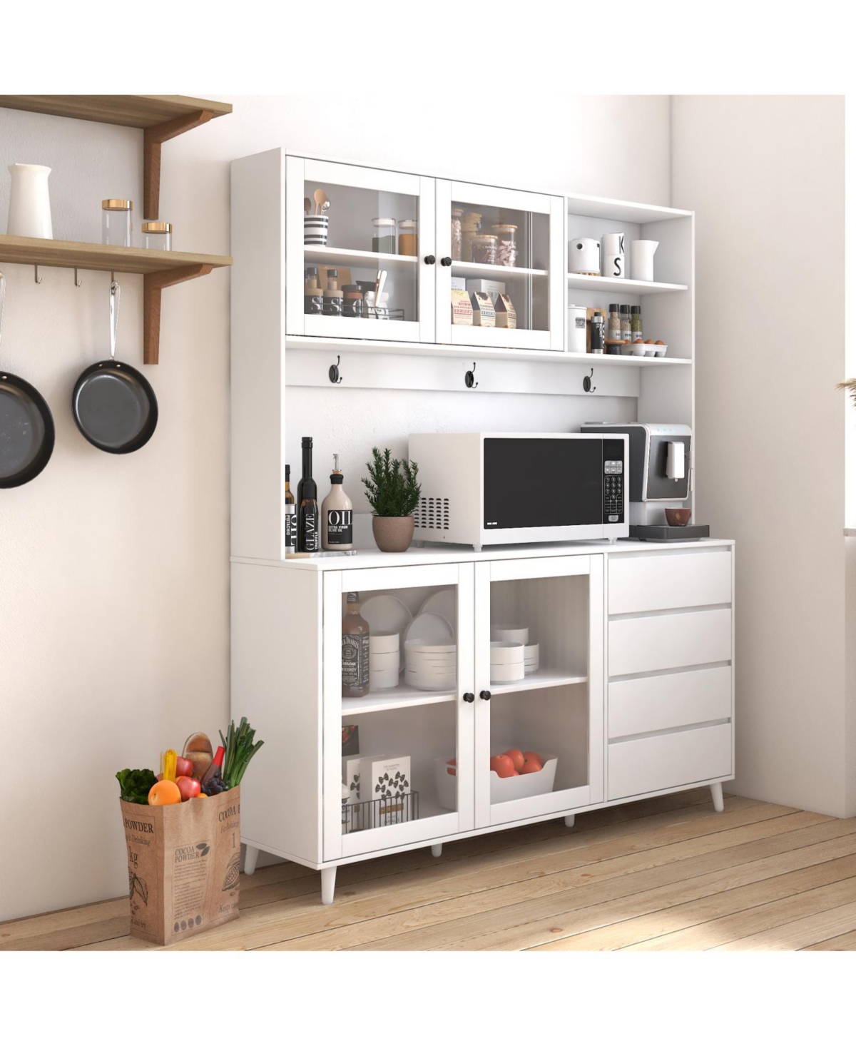 Click here for Streamdale Large White Kitchen Hutch with Microwav... prices
