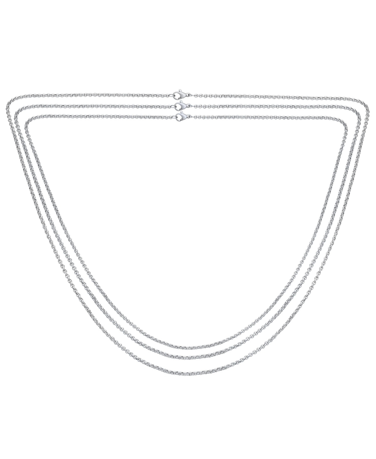 Click here for Bling Jewelry Set of 3 Stainless Steel Rolo Chain... prices