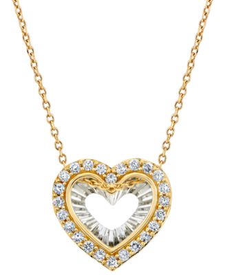 Diamond Heart 18" Pendant Necklace (1/4 ct. t.w.) in 14k Two-Tone Gold ...