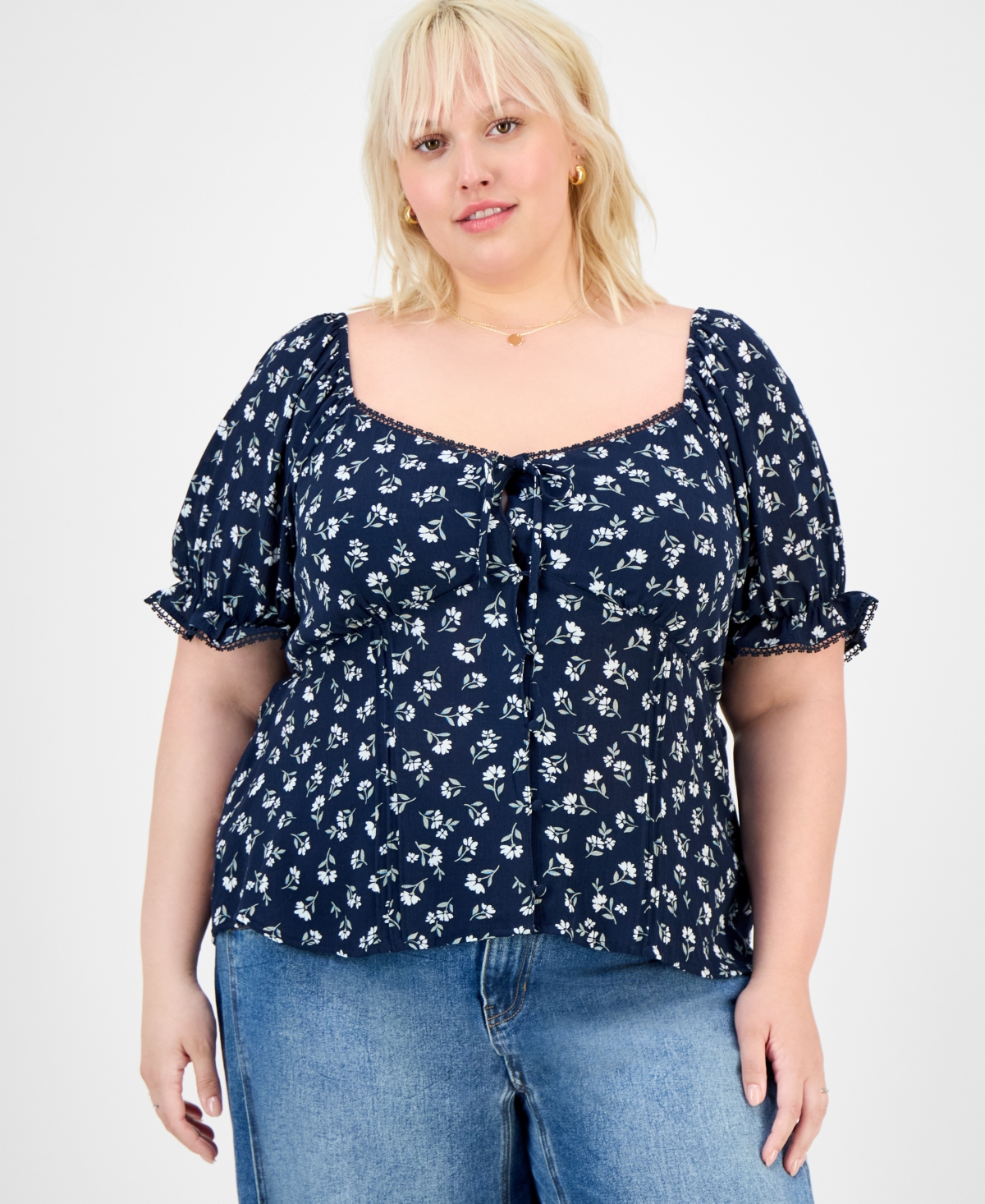 Click here for Planet Heart Trendy Plus Puff-Sleeve Woven Top - N... prices