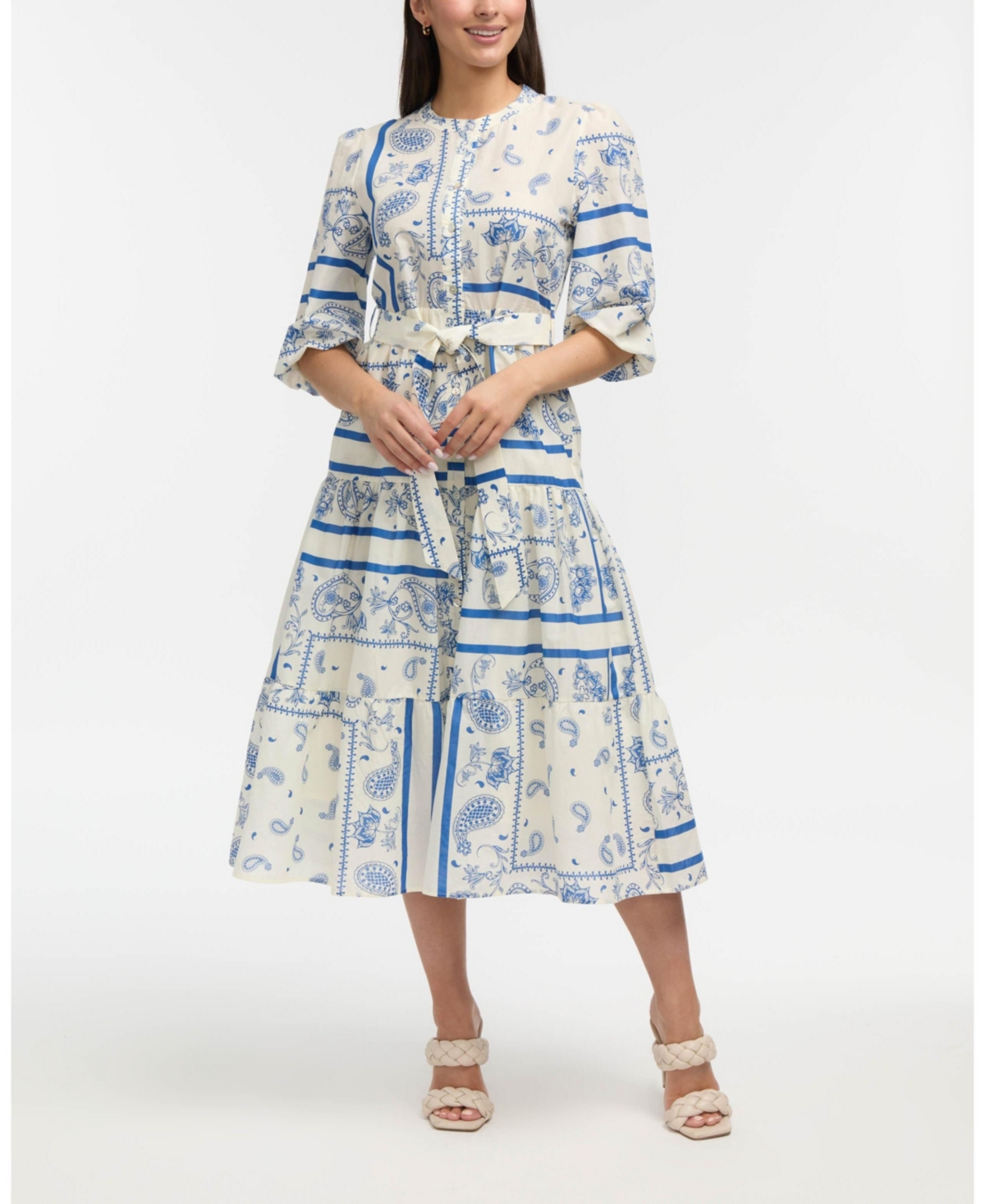 Click here for Ellen Tracy Womens Patchwork Printed Maxi Dress -... prices